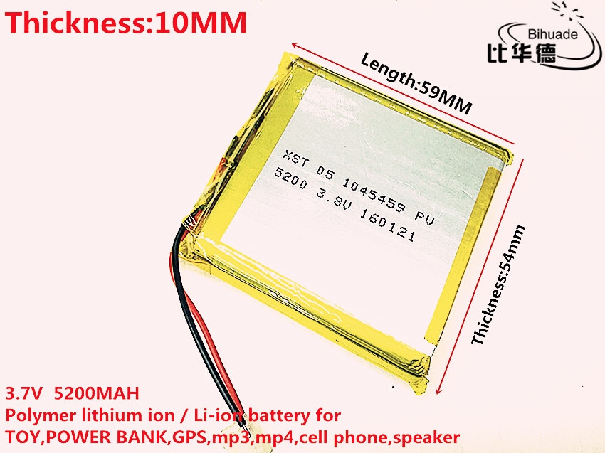 3.7V 5200mAh 115459 Lithium Polymer Li-Po li ion R... – Grandado