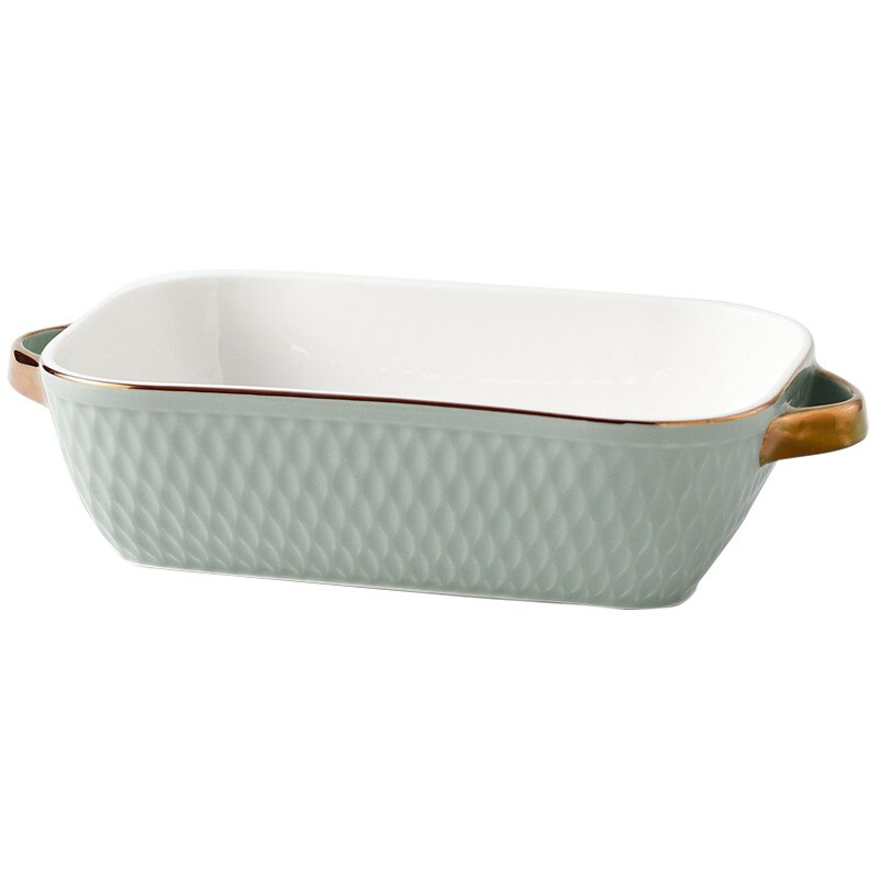 Gold Ceramic Glaze Baking Plate Bowl with Handle F... – Vicedeal