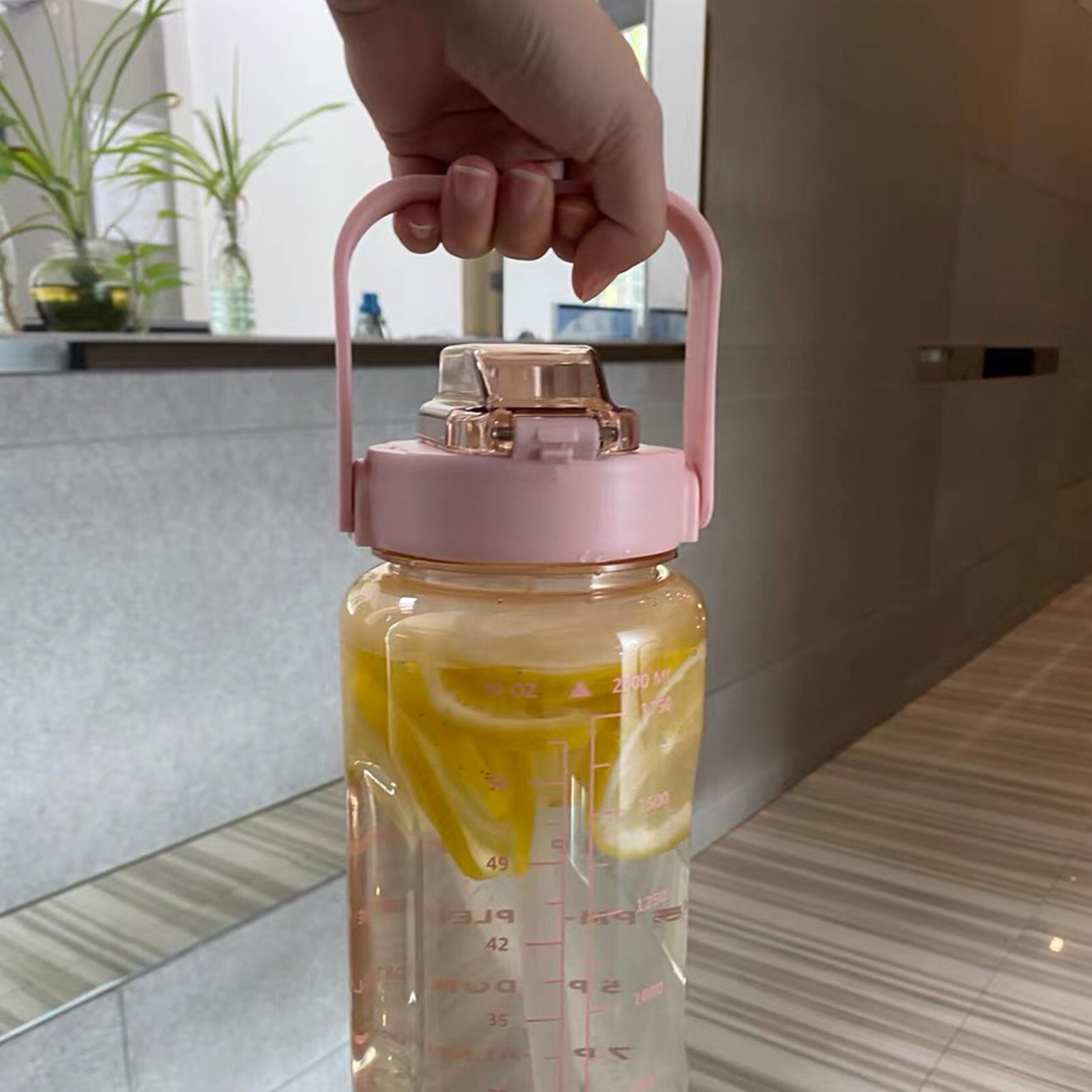 2L Plastic Waterfles Met Stro Draagbare Grote Capa... – Grandado