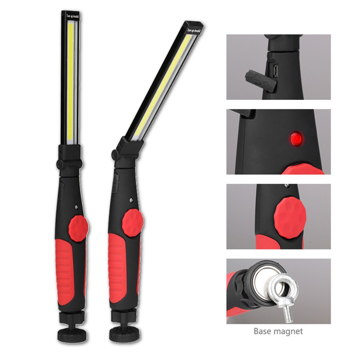 Upgraded Rotated Foldable Portable COB Flashlight ... – Vicedeal