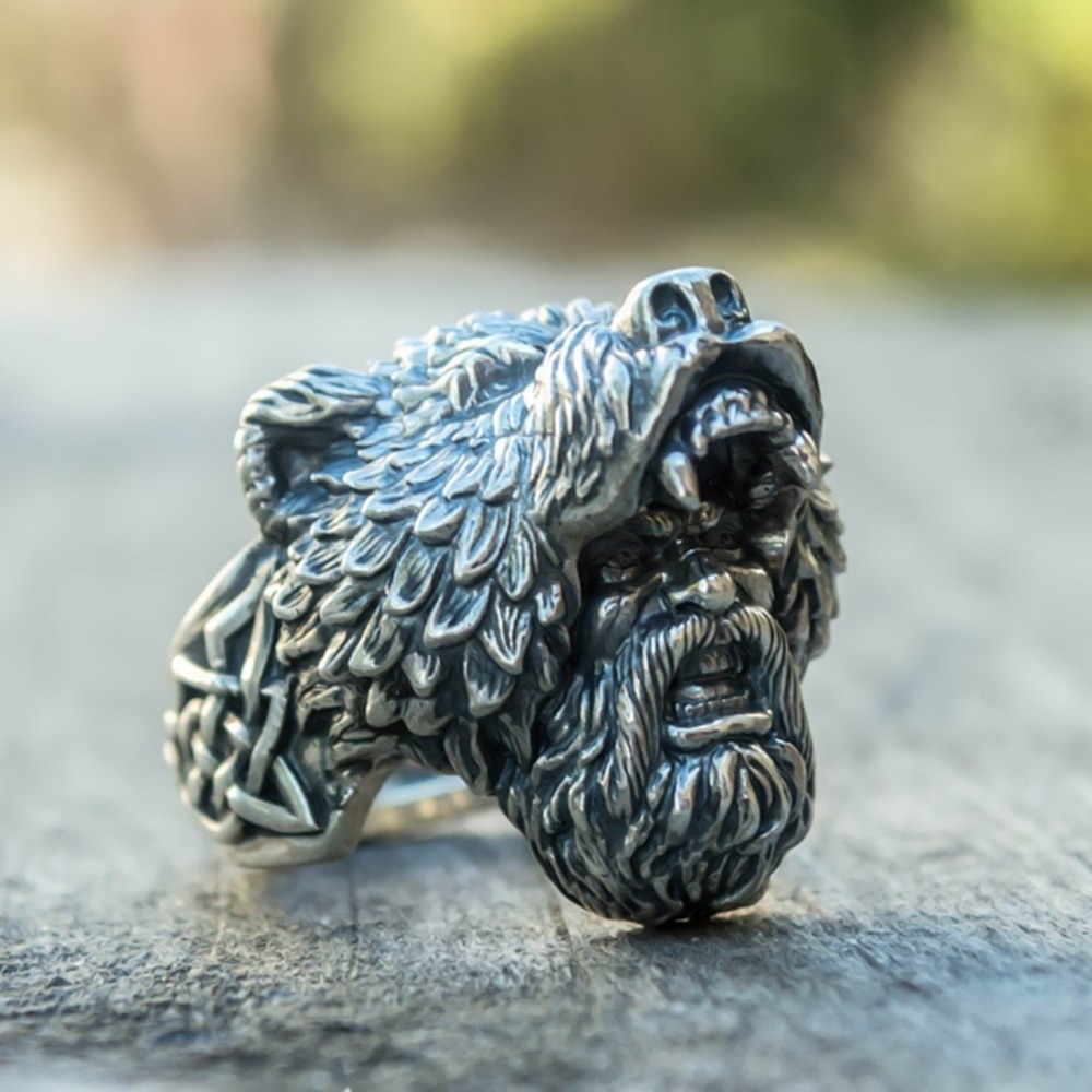 WANGAIYAO jewelry Viking bear warrior male ring be... – Grandado