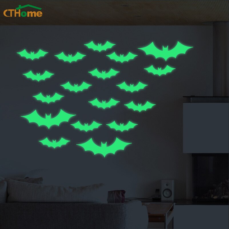 1Set Glowing In The Dark Eyes Bat Wall Glass Stick... – Grandado