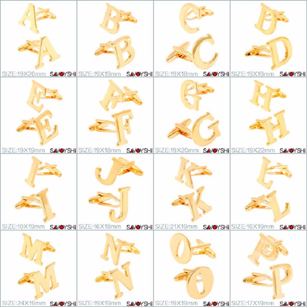 Luxury A-Z 26 Letter Cufflinks for Mens French Shi... – Vicedeal