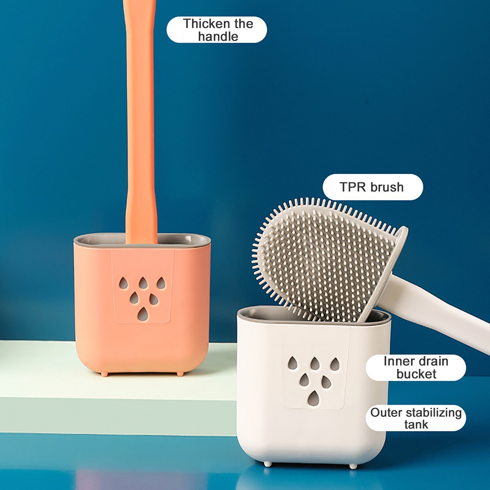 25# Silicone Brush Toilet Brush Holder Cleaning Br... – Grandado