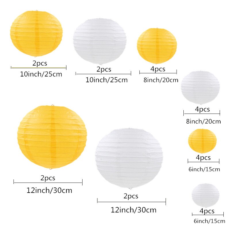 24 Pcs/set 6"-12" White Yellow Chinese P... – Grandado