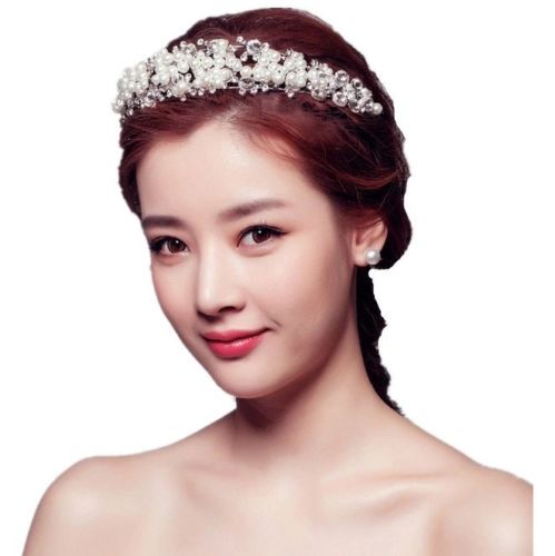 Bridal Princess Rhinestone Pearl Crystal Hair Tiar... – Grandado