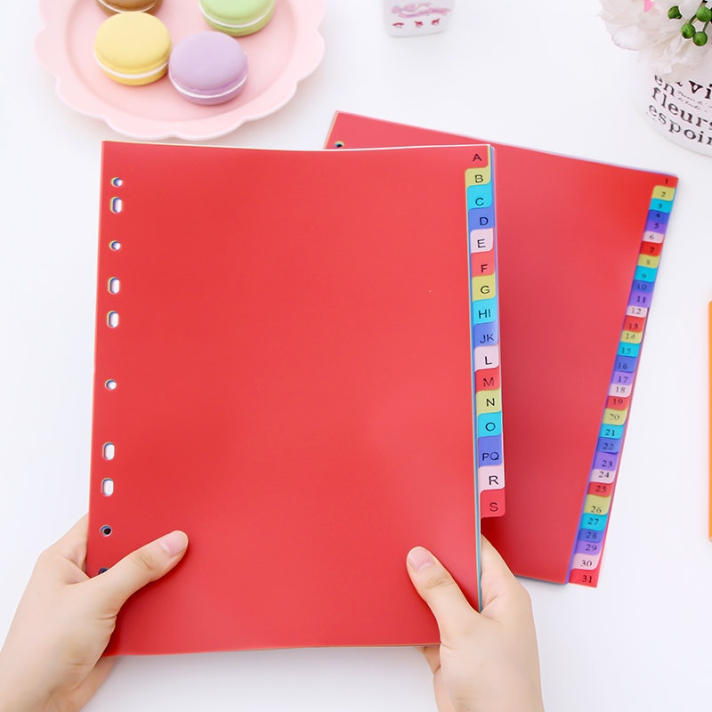 Large A4 11holes loose leaf colored PP binder inde... – Vicedeal