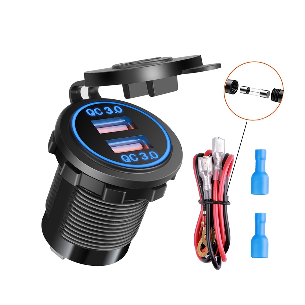 Dual USB Charger Socket QC3.0 Car Cigarette Lighte... – Grandado