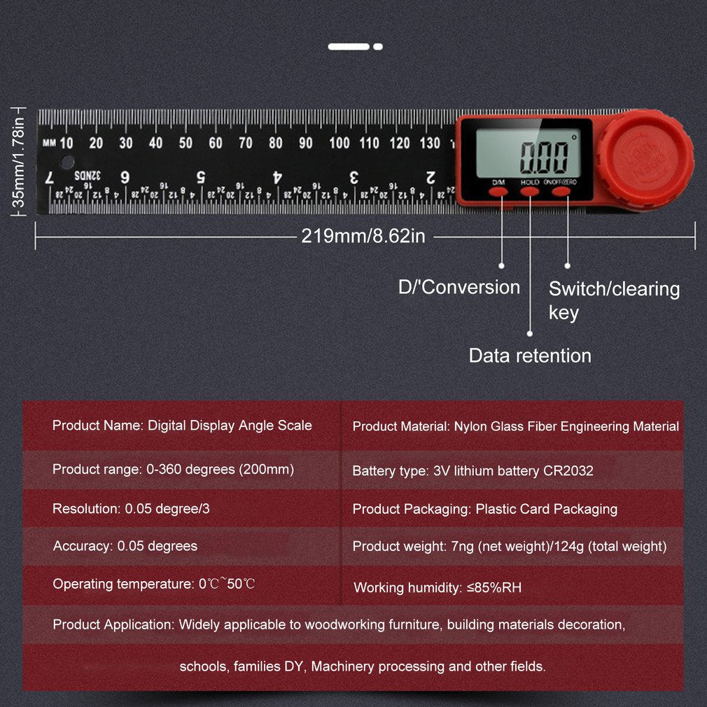 200MM/300MM Digital Electronic Angle Gauge Angle R... – Vicedeal