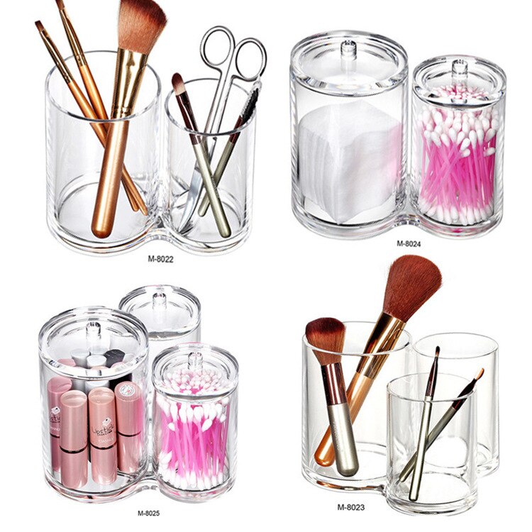Acrylic Round Qtip Container Cosmetic Makeup Cotto... – Grandado