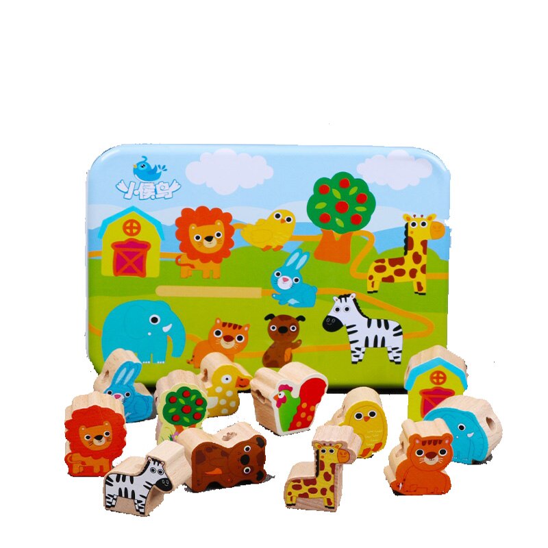Wooden Toy Baby DIY Toy Cartoon Fruit Animal Threa... – Vicedeal