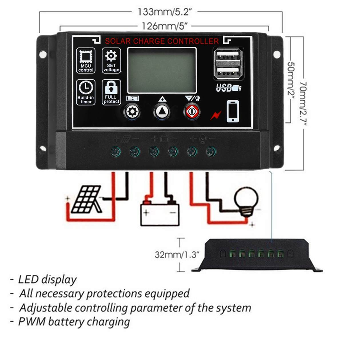 30W 12V Solar Panel Kit 2 USB Port Off Grid Monocr... – Vicedeal