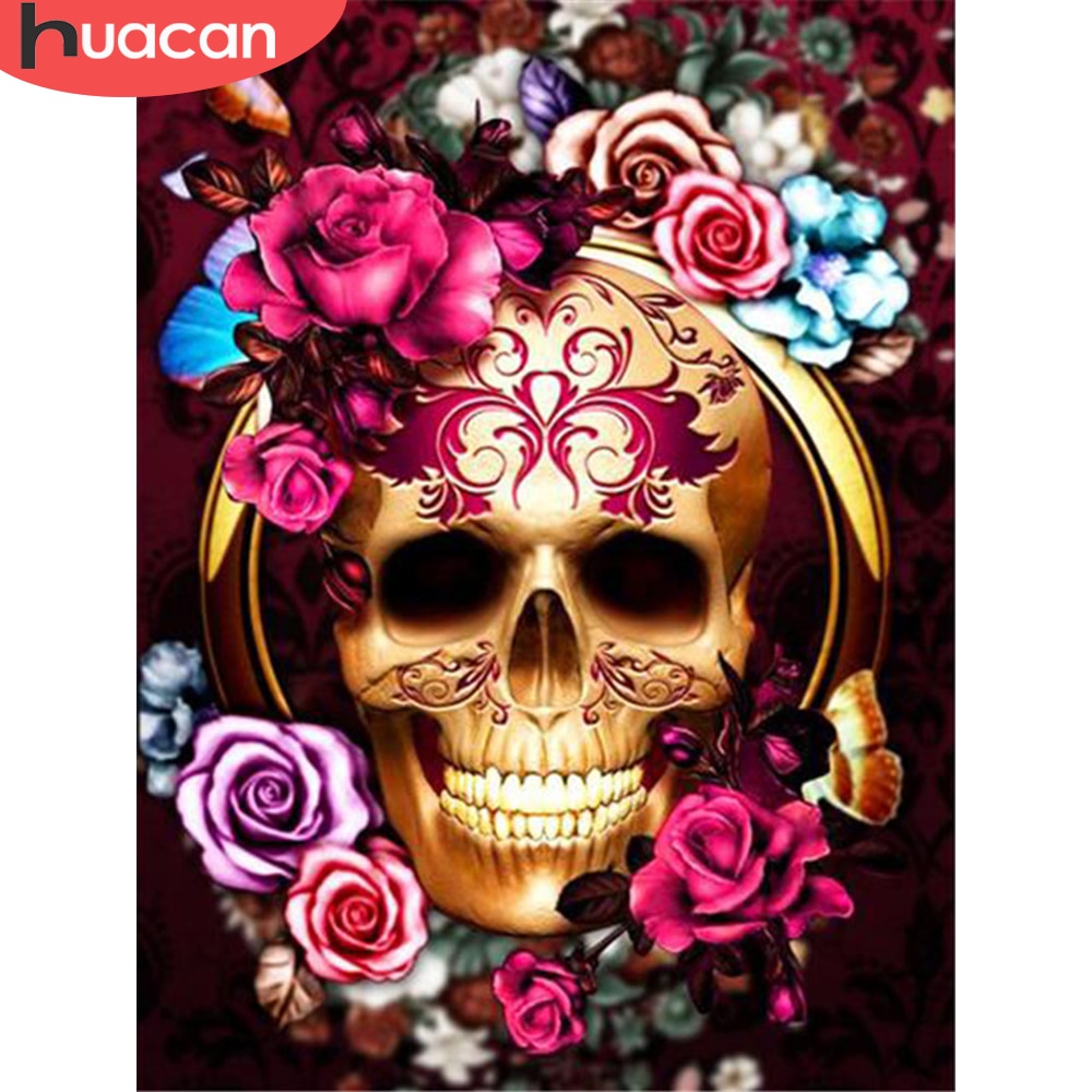 HUACAN Diamond Painting Full Square Skull Diamond ... – Vicedeal