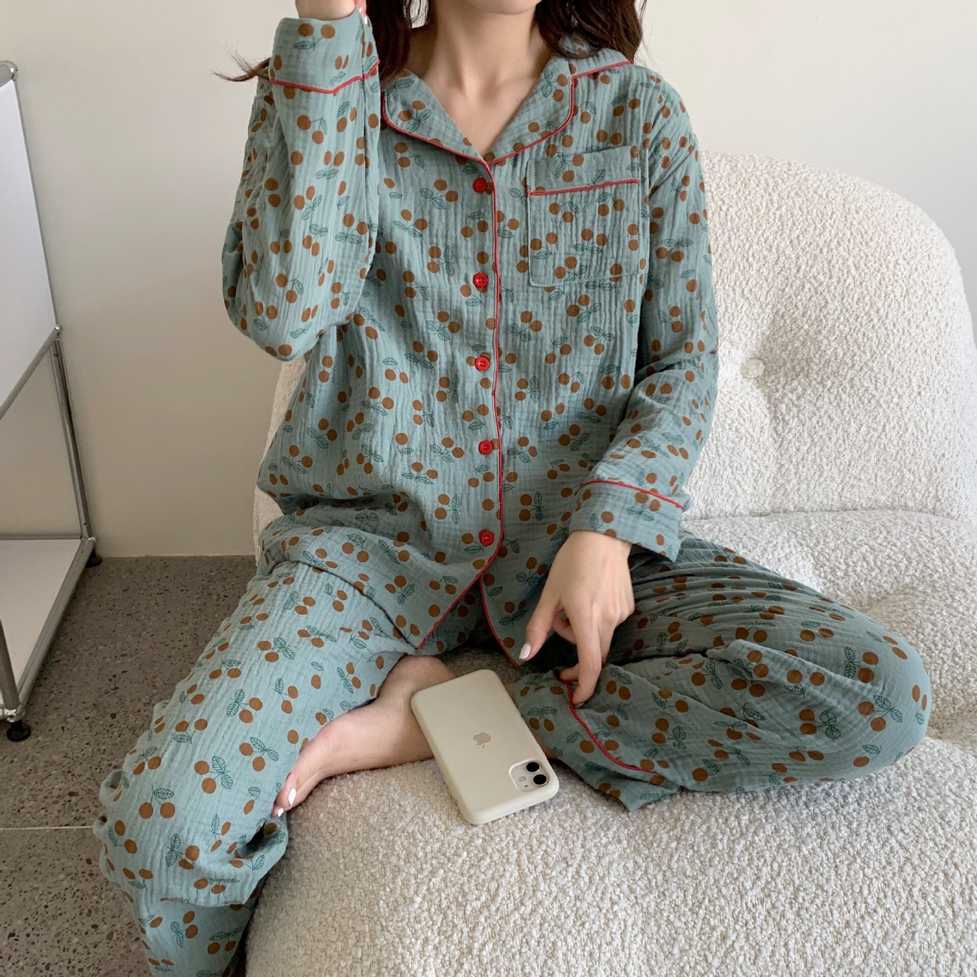 Fdfklak Katoen Borstvoeding Pyjama Set Print Lange... – Vicedeal