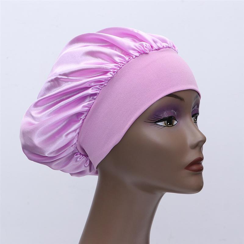 Wide Side Elastic Nightcap Satin Sleeping Cap Hair... – Grandado