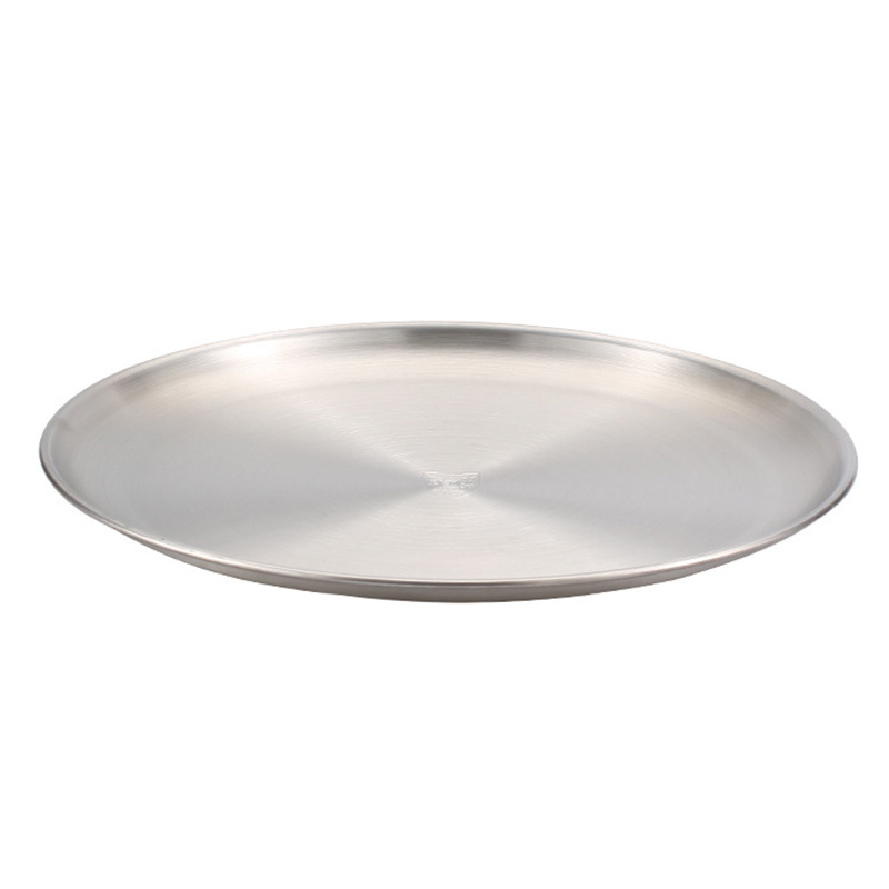 Round Tray Stainless Steel Dinner Plates Gold Silv... – Vicedeal