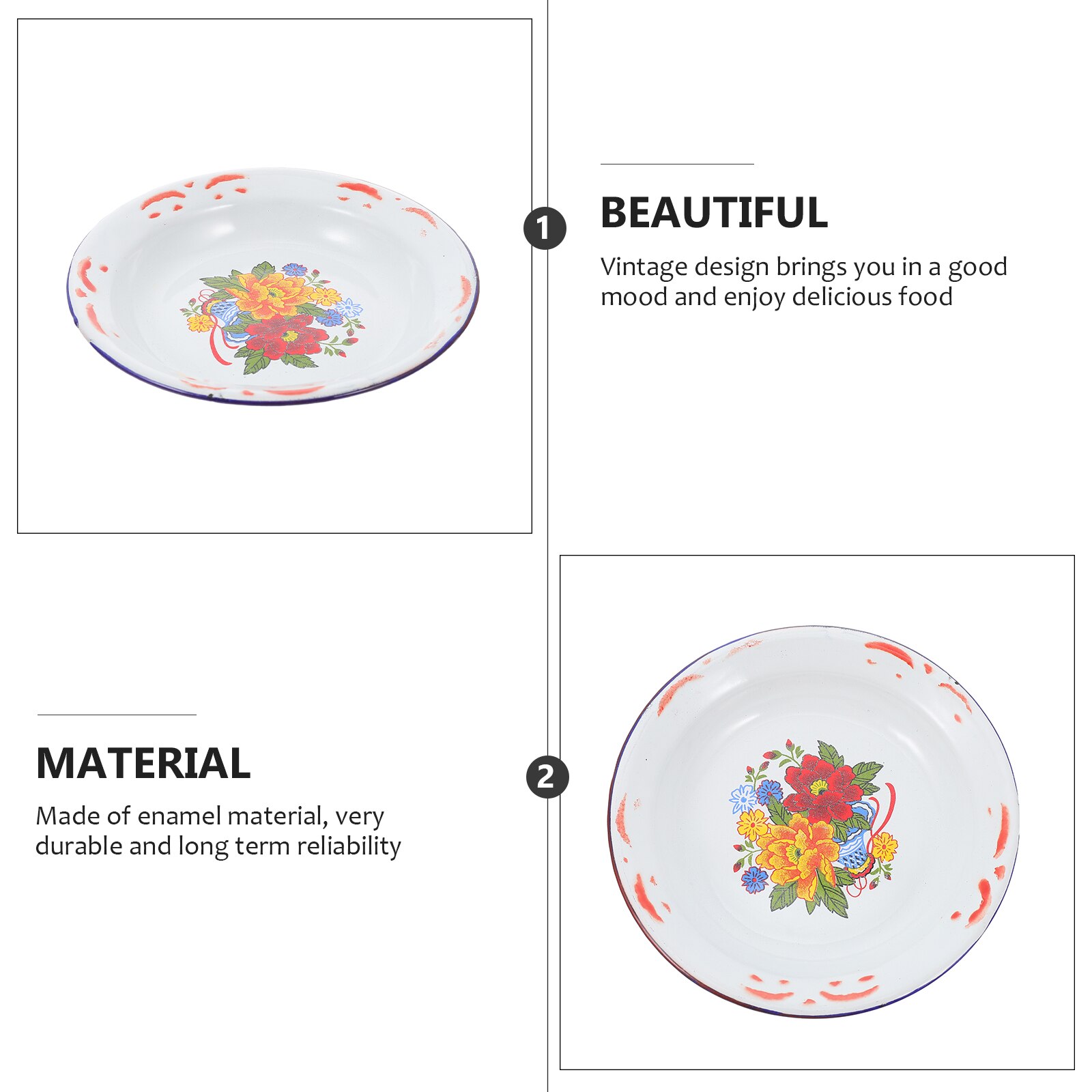 Thickened Enamel Food Plate Enamelware Plate Snack... – Grandado