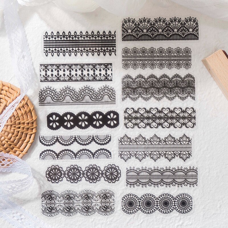 30 pcs/lot Black and white Lace Stickers aesthetic... – Vicedeal