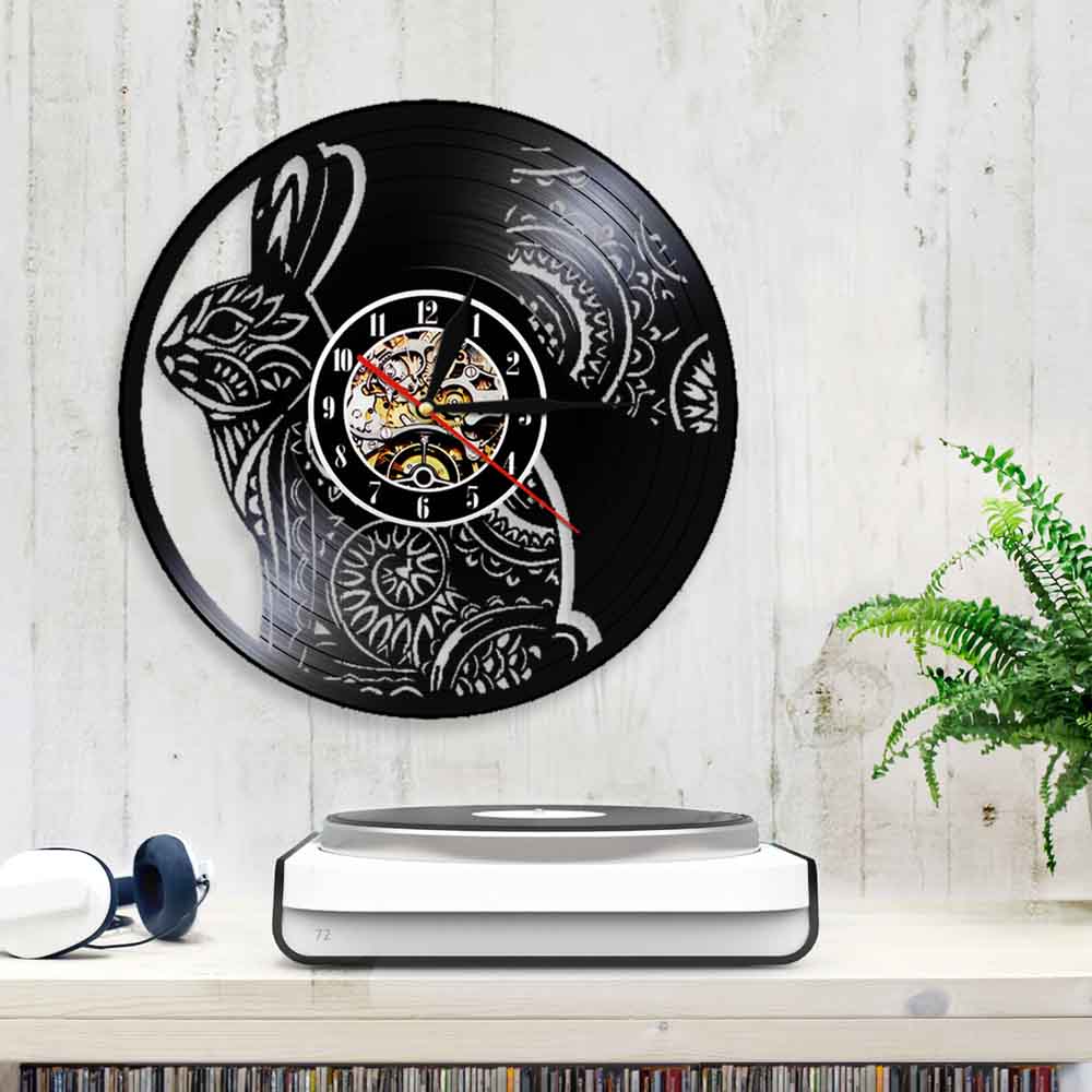 Rabbit Vinyl Record Wall Clock Decor Retro Art 3D ... – Vicedeal
