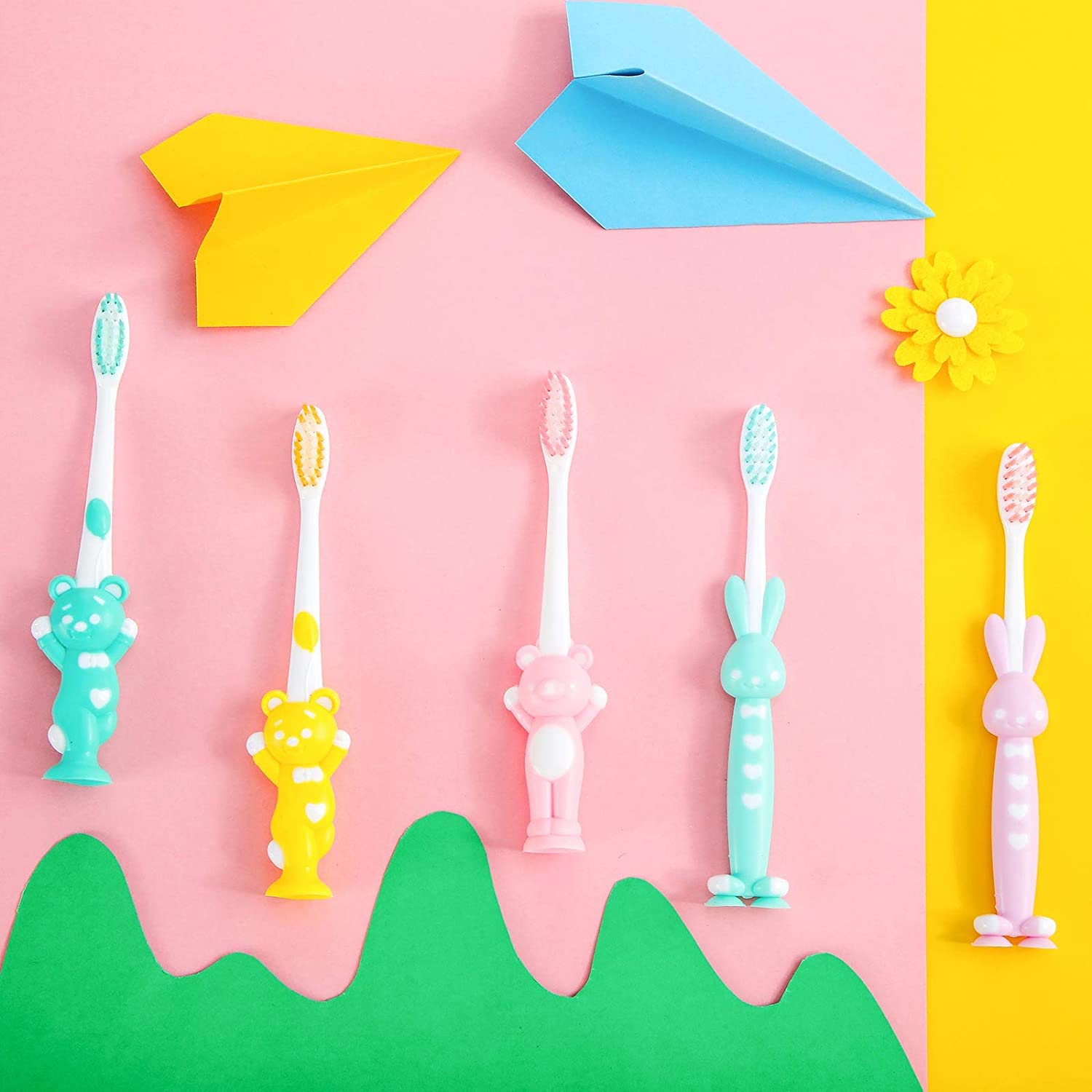 8 Pcs Cute Cartoon Kids Toothbrushes Colorful Chil... – Grandado