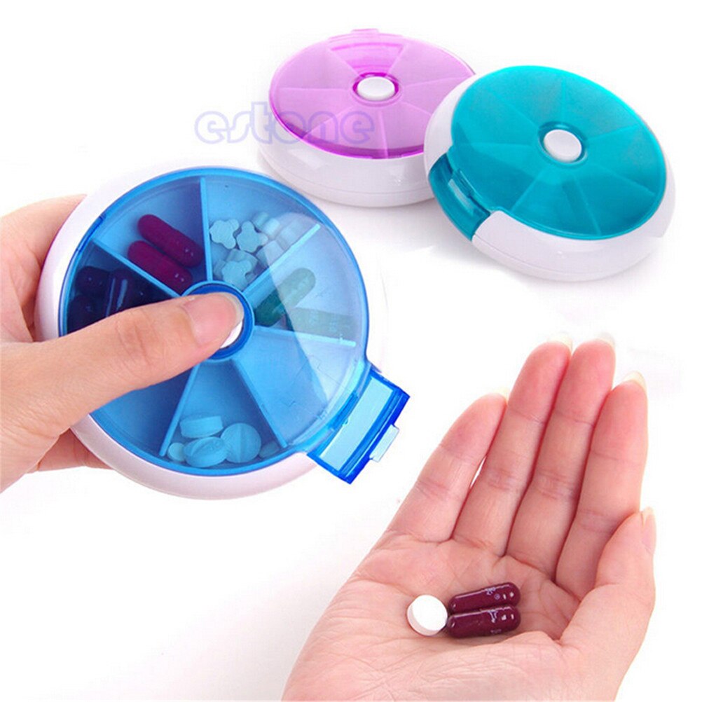 Weekly Rotating Pill Box Travel Pill Case Splitter... – Grandado