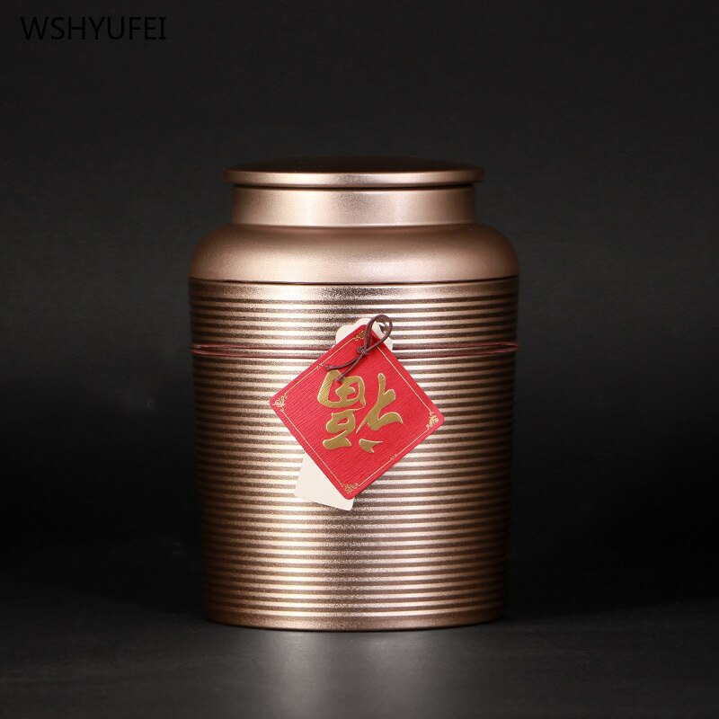 2Pcs high-grade golden snack tea biscuit candy jar 500 g metal sealed ...