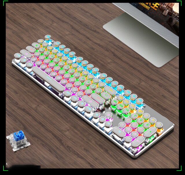 K820 retro punk plated knob light wired keyboard c... – Vicedeal