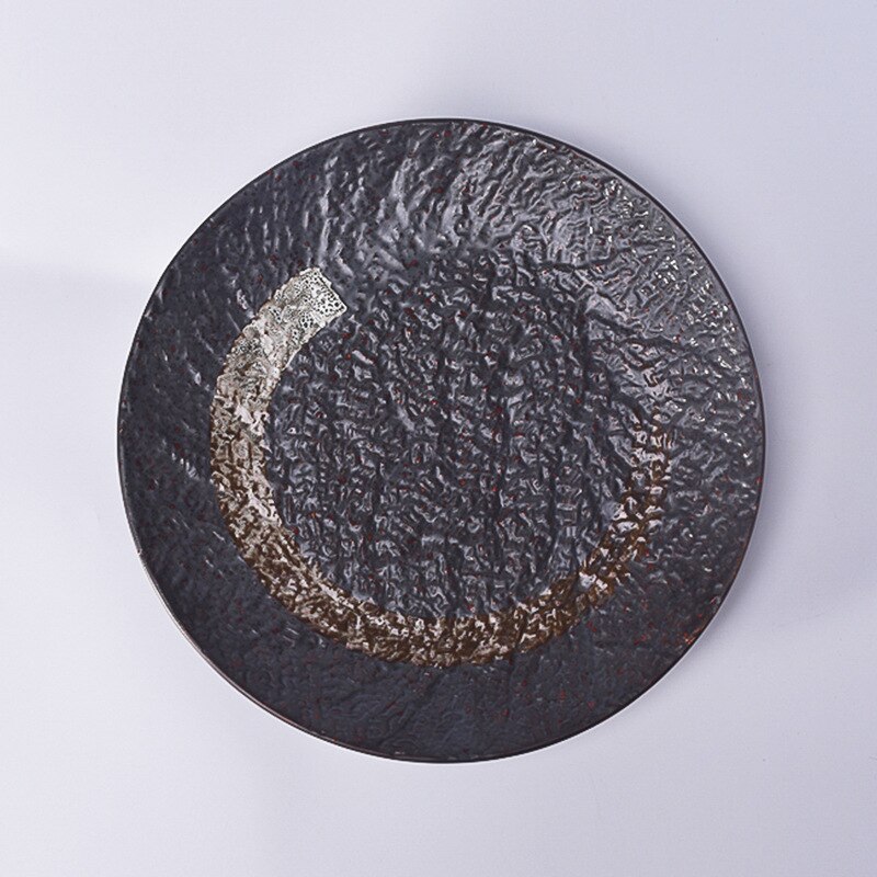 Retro Black Gold Glaze Ceramic Plates Hotel Home R... – Vicedeal
