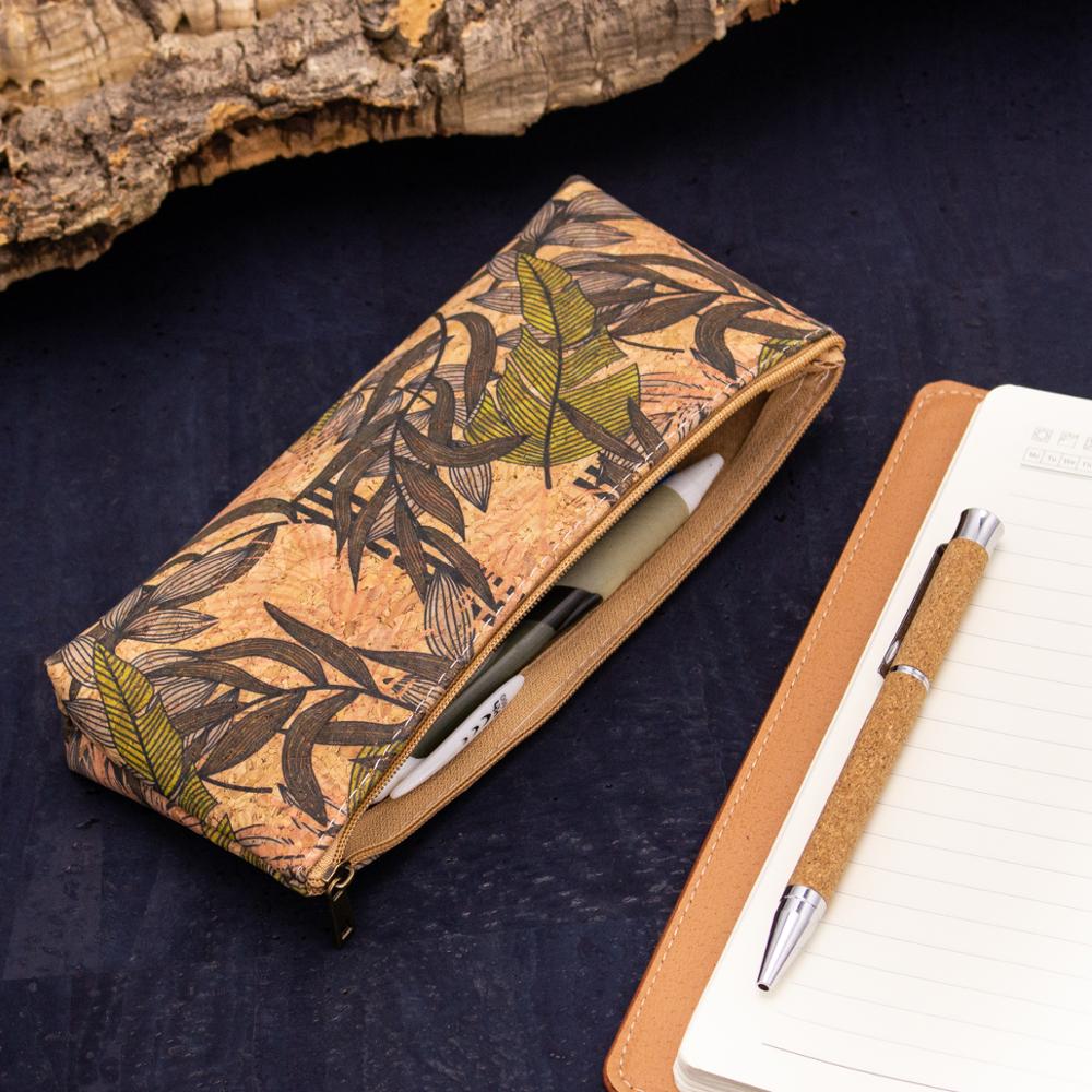 Zipper pouch Large pencil case natural cork patter... – Grandado