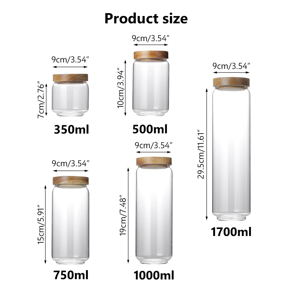 350-1700ml Clear Glass Airtight Storage Jars with ... – Grandado