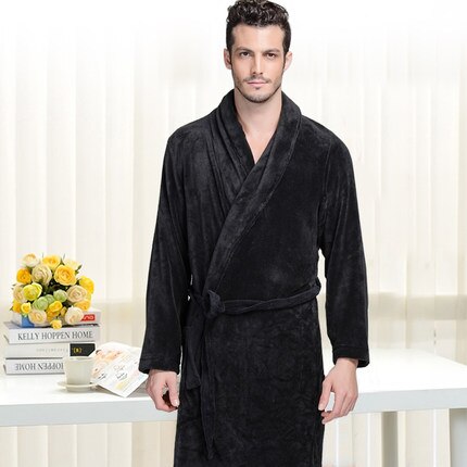 3 Color Fshion style Fleece velour night gown slee... – Grandado