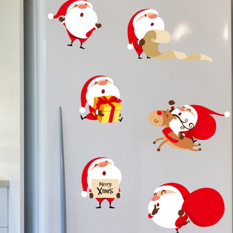 Cartoon Santa Claus Vinyl Wall Stickers Home Decor... – Grandado