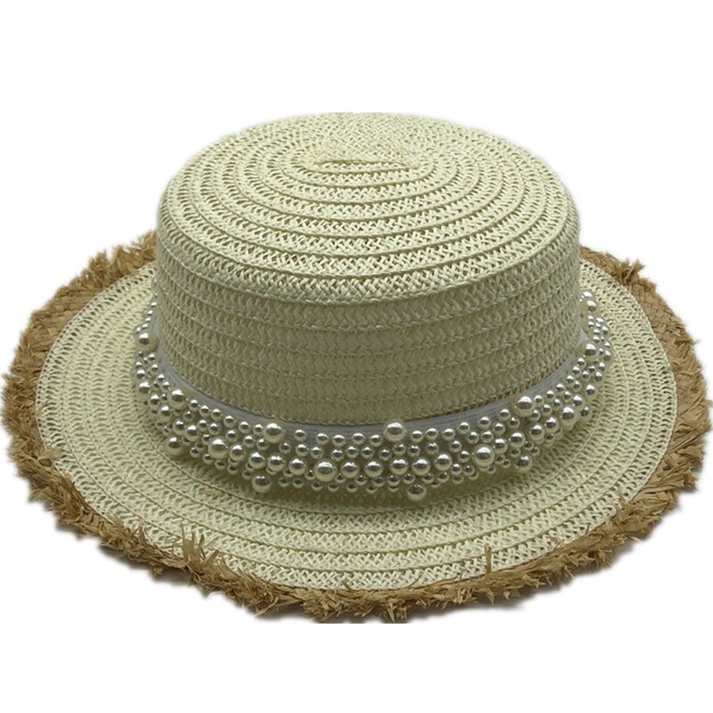 Flat top straw hat Summer Spring women's trip caps... – Grandado