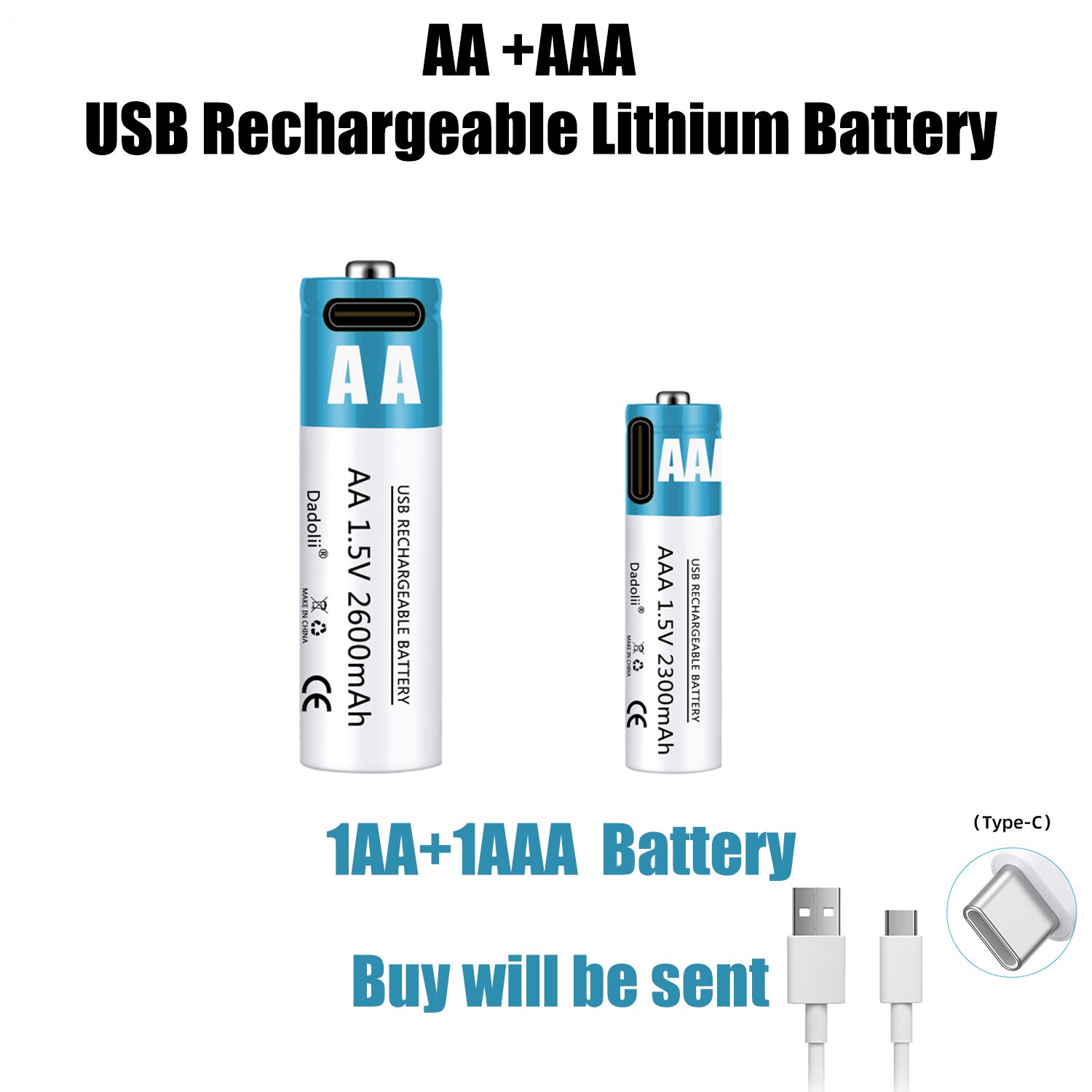 High capacity 1.5V AA 2600 mWh USB rechargeable li... – Vicedeal