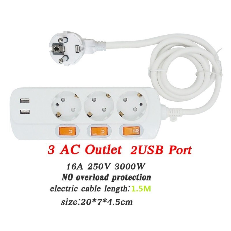 Power Strip 2/3/4 Eu Outlets Stopcontact Met Usb S... – Grandado