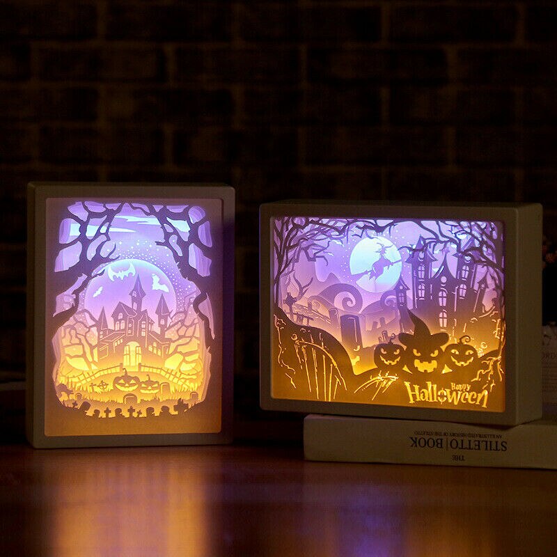 3D Papercut Light Box Night Lamp Paper Pattern Pai... – Grandado