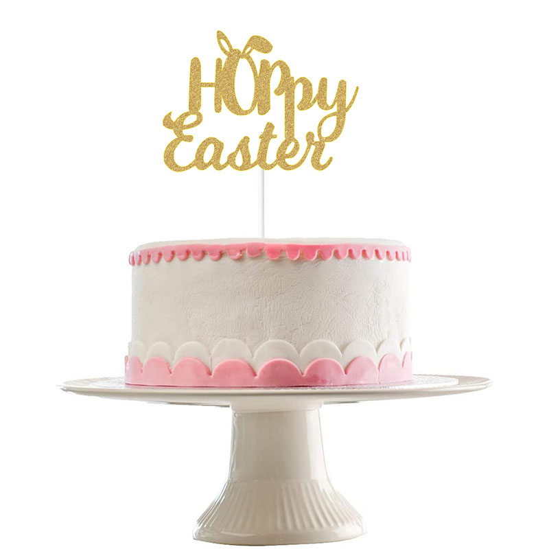 Glitter Paper Gold Happy Easter Bunny Cake Topper ... – Grandado