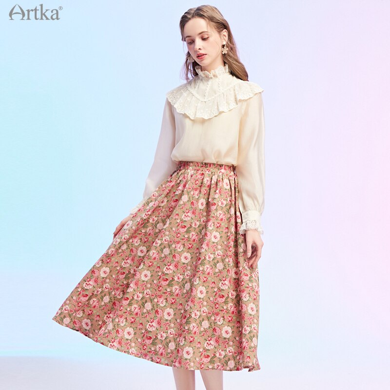 ARTKA Spring Women Blouse Vintage Lace Ruffles Shi... – Vicedeal