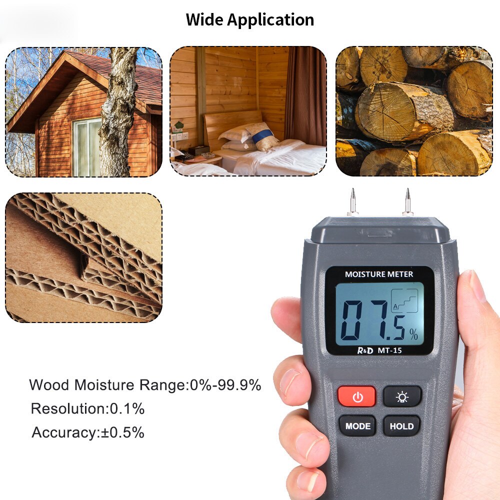 R&D MT15 Wood Moisture Meter Hygrometer Timber Dam... – Vicedeal