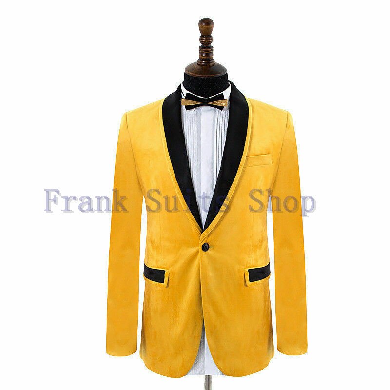Velvet Wedding Groom Dress Blazer Men Spring One B... – Grandado