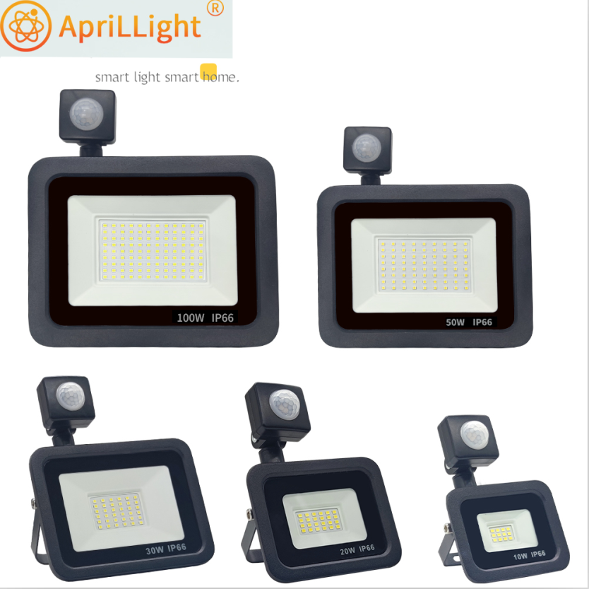 LED PIR floodlight 10W 20W 30W 50W 100W black shel... – Vicedeal