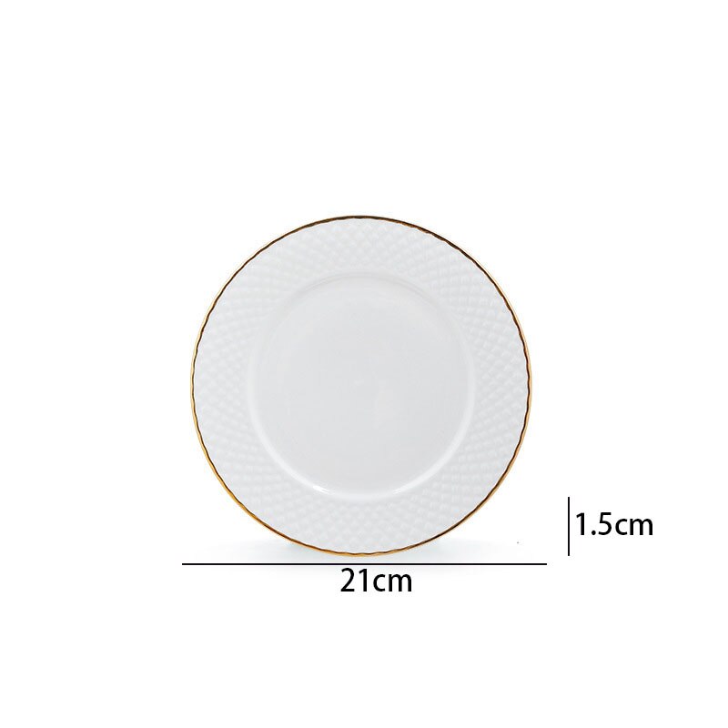 European Ceramic Dinner Plate Set Manual Grid Reli... – Vicedeal