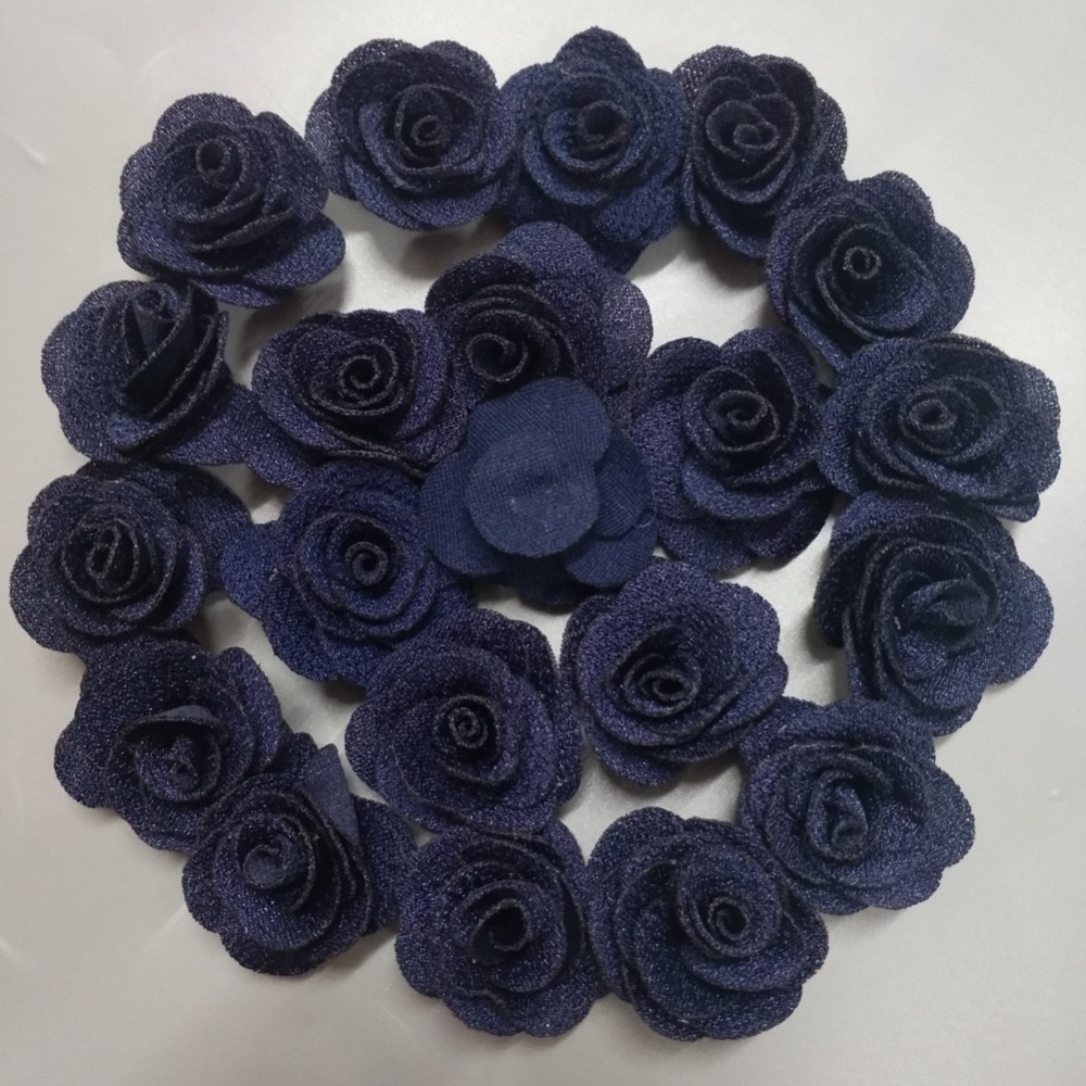 20Pieces/Bag Navy Blue Rose Handmade 3.5CM Fabric ... – Grandado