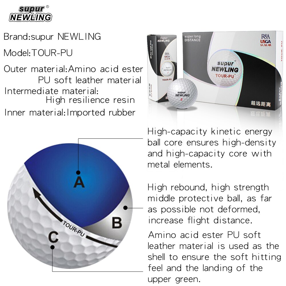 Golf Ball Game for Golfer TOUR PU 12pcs/pack Three... – Grandado