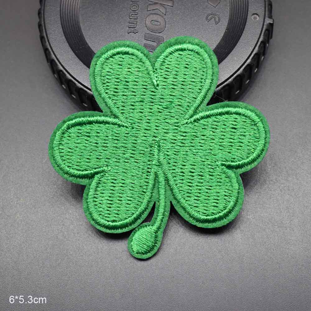 Green Leaf Clover Iron On Embroidered Clothes Patc... – Grandado
