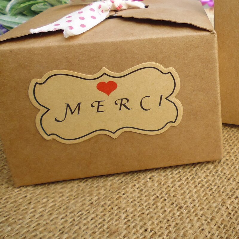 80 stks Big Size Merci Kraft Seal Sticker Met Hart... – Vicedeal