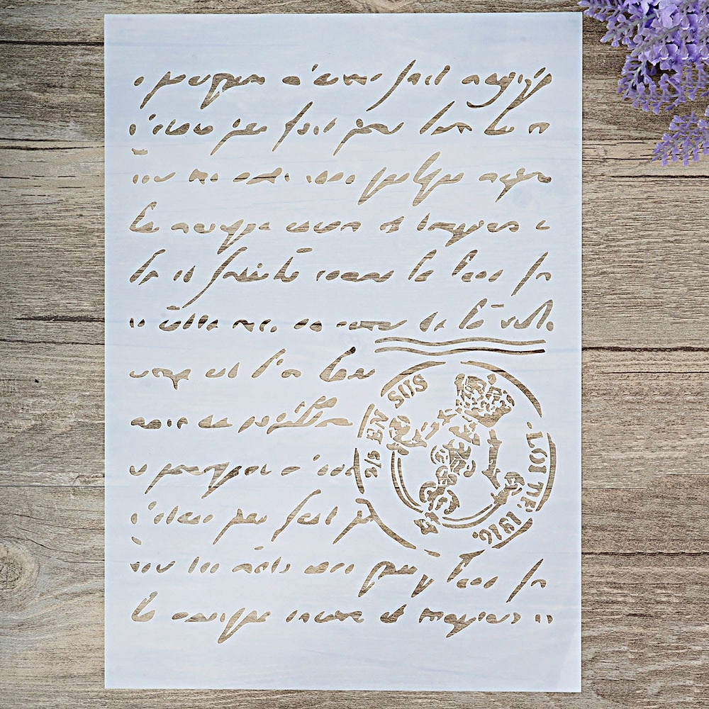 A4 A3 A2 Size DIY Craft Layering French Script Ste... – Grandado