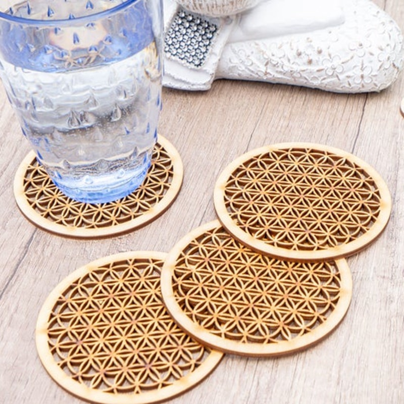10pcs Flower Of Life cut beermat place mat wood co... – Grandado