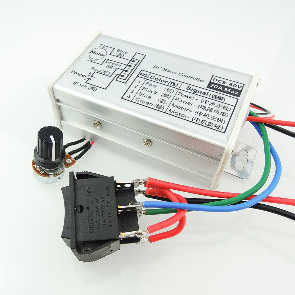 Controlador de velocidad del motor PWM, , 12V 24v36v48v 20A DC ...