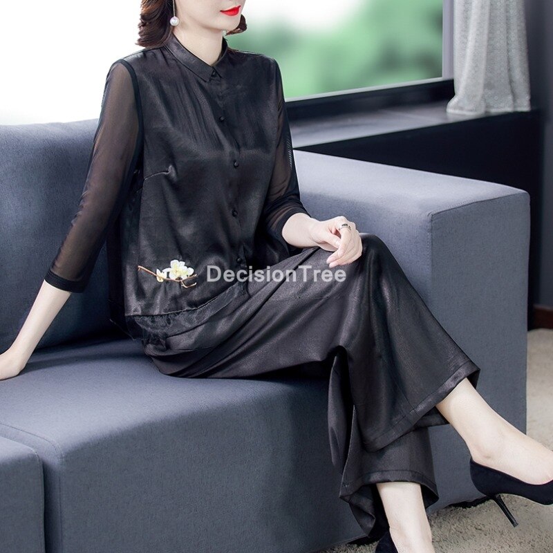 2022 traditional chinese cheongsam top+pants set w... – Vicedeal